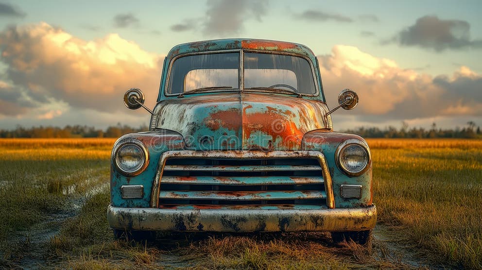 Classic Vintage Car Covered in Rust Stock Image - Image of vintage ...