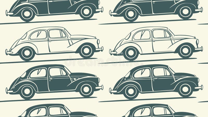 Classic Vintage Car Repeat Pattern Design for Retro Enthusiasts, Vector ...