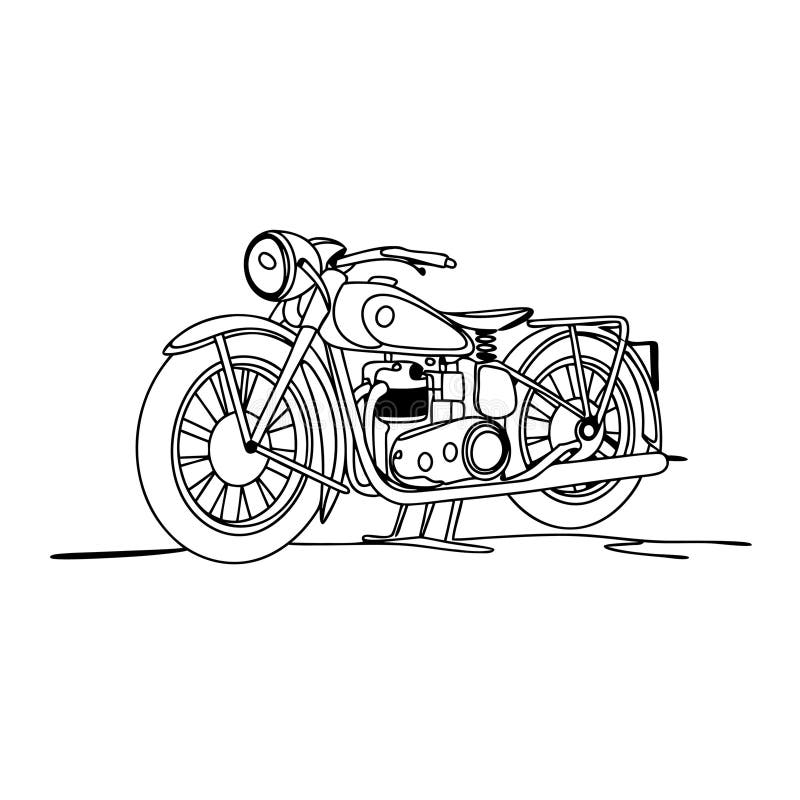 Classic Vintage Motorcycle Vector Illustration for Retro Design ...