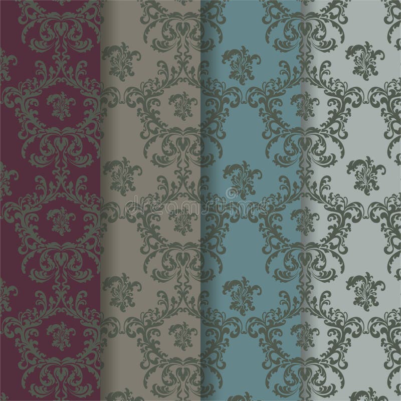 Classic Vintage Ornaments Pattern Set Stock Vector - Illustration of ...