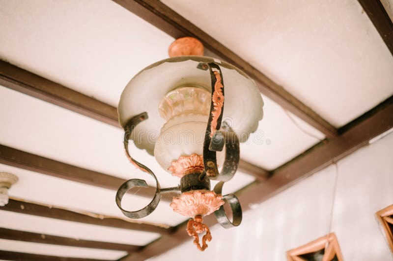 Classic Vintage Pendant Lamp Illuminates the Scene Stock Photo - Image ...