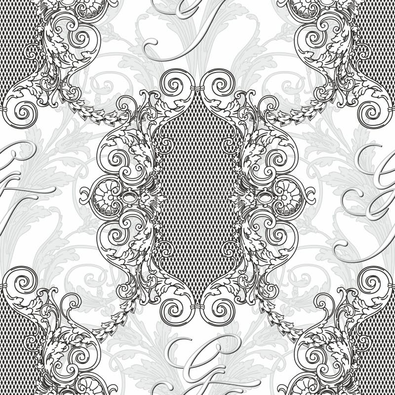 Classic Vintage Seamless Pattern with GT Monogram. Black Elements on a ...