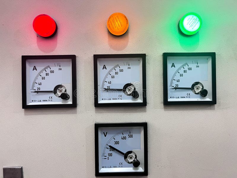 Classic Vintage Voltmeter Gauge on Electricity Control Panel. Electric ...