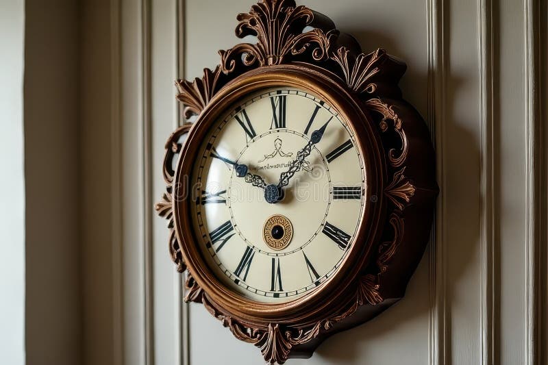 Classic Vintage Wall Timepiece Stock Illustration - Illustration of ...