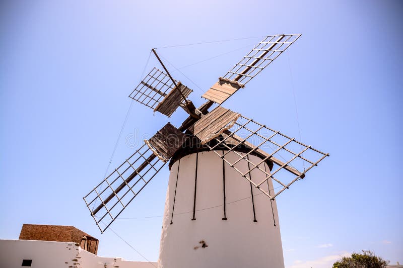Classic Vintage Windmill Building Stock Image - Image of rural, scenic ...