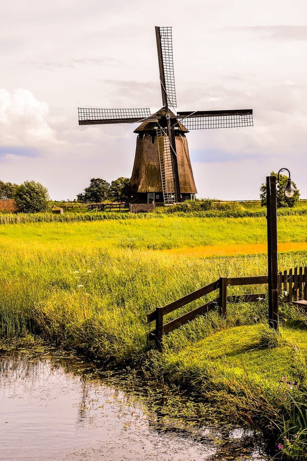 Classic Vintage Windmill in Holland Stock Photo - Image of rural ...