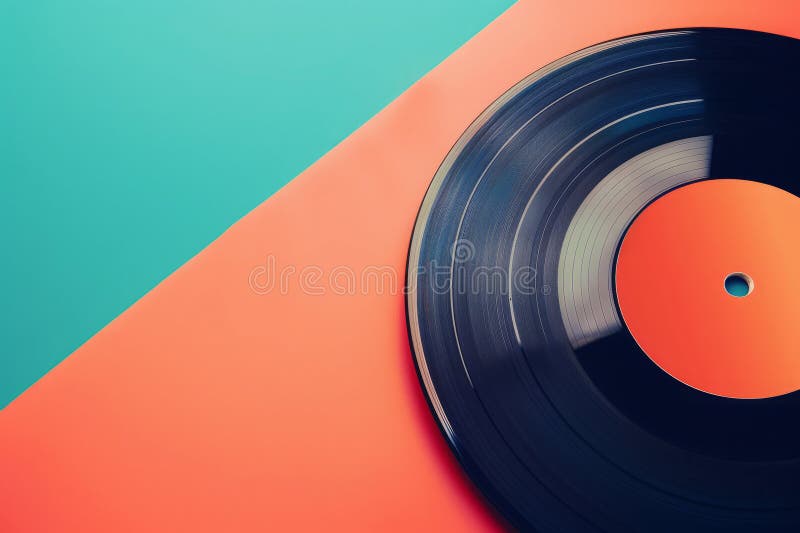 Classic Vinyl Record on Bright Blue and Orange Background Stock Photo ...
