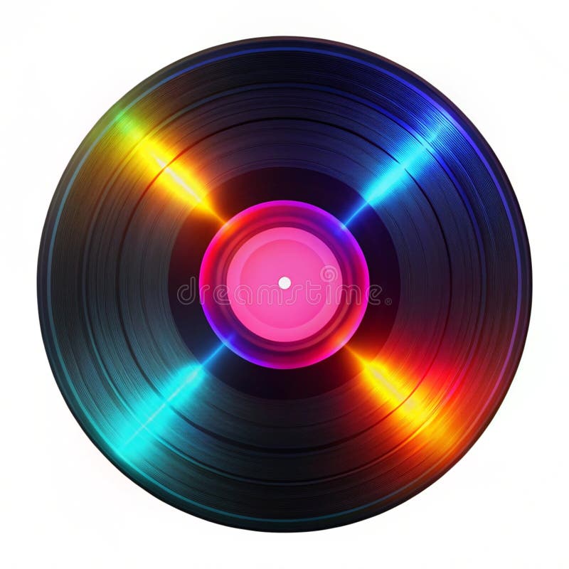 Classic Vinyl Record with Neon Effect Stock Illustration - Illustration ...
