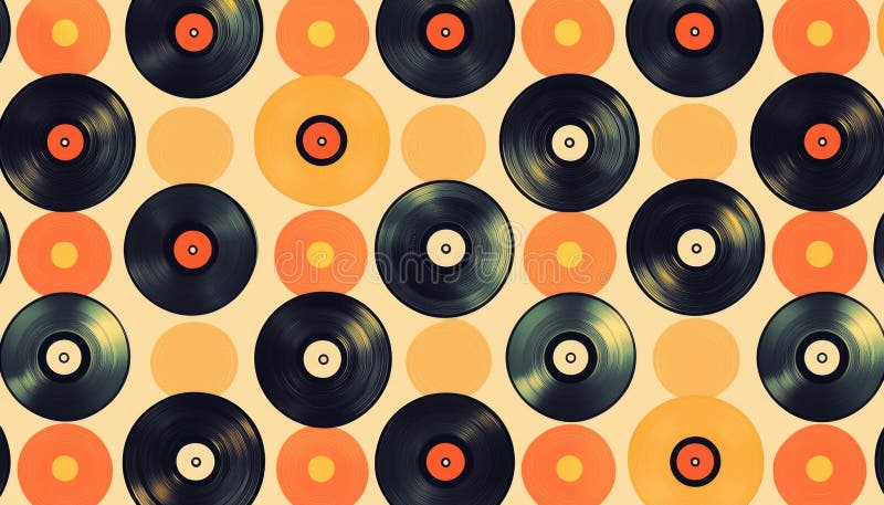 Classic Vinyl Record Pattern on Retro Background Stock Illustration ...