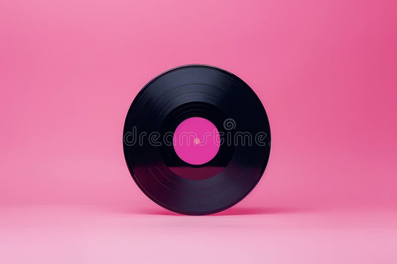 Classic Vinyl Record on Pink Background Stock Photo - Image of melody ...