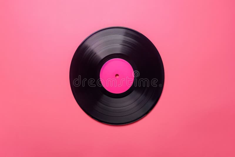 Classic Vinyl Record on Pink Background Stock Image - Image of abstract ...