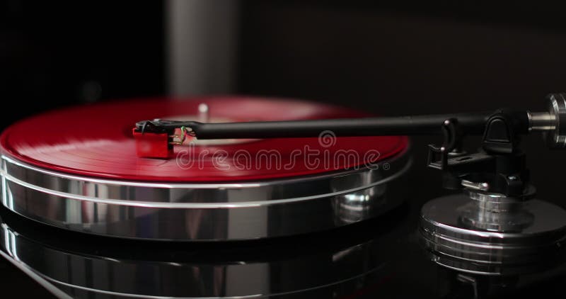 Classic Vinyl Record Player Close-up. Retro Vinyl Record Player Spins ...