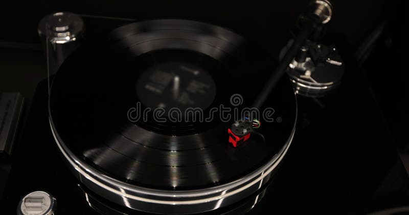 Classic Vinyl Record Player Close-up. Retro Vinyl Record Player Spins ...
