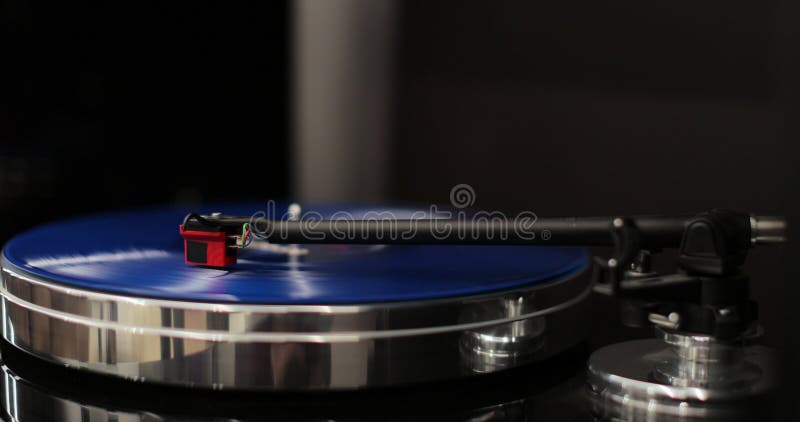 Classic Vinyl Record Player Close-up. Retro Vinyl Record Player Spins ...