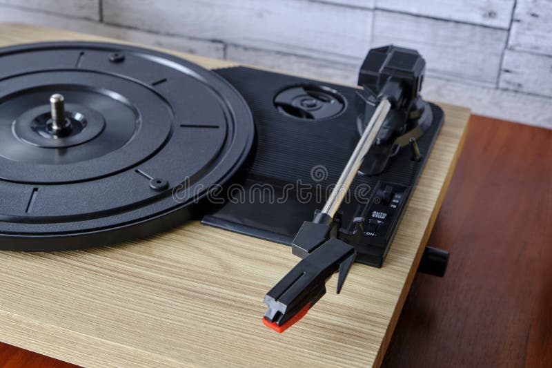 Classic Vinyl Record Player on Table. Stock Image - Image of vintage ...
