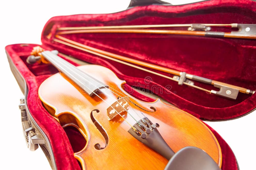 Classic Violin with the Fiddlesticks in the Fiddle-case Isolated on ...