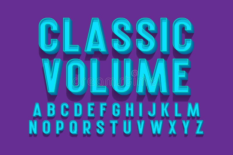 Classic Volume Isolated English Alphabet. 3d Letters Retro Font Stock ...