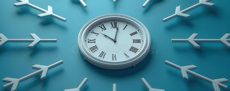 A Classic Wall Clock with Roman Numerals Surrounded by Arrow-shaped ...