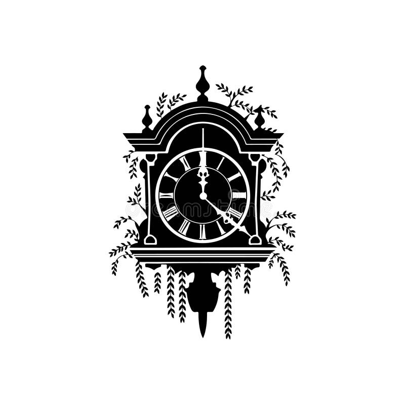 Classic Wall Clock Silhouette in Vector Art Style Stock Illustration ...