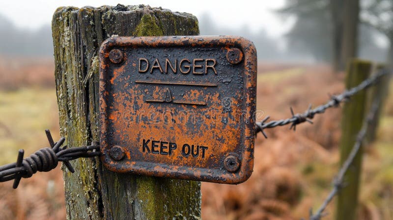 Classic Weathered Metal Warning Sign Displays Words Danger Keep Out ...