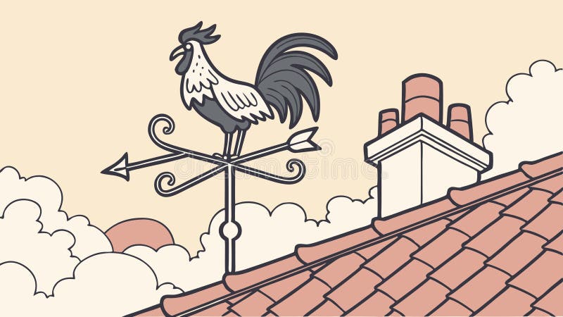 Classic Weathervane on Rooftop, Traditional Weather Indicator, Vector ...