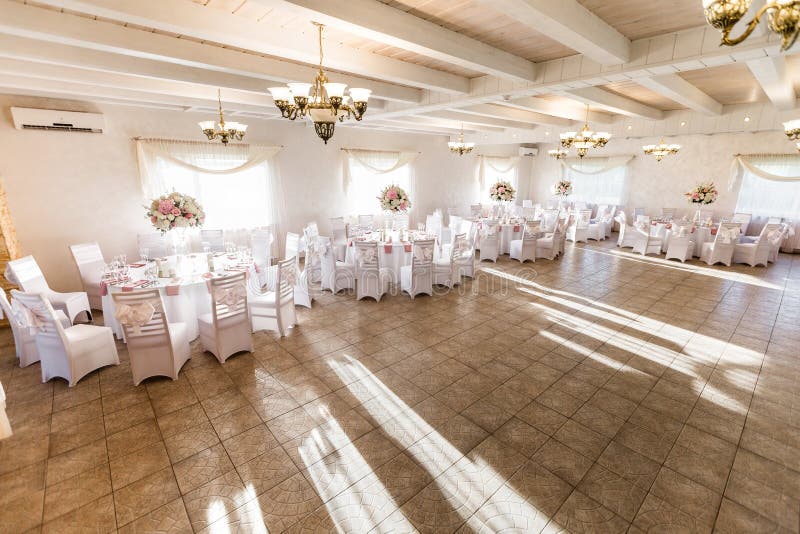 Luxury and Large Wedding Hall Stock Image - Image of event, crockery ...