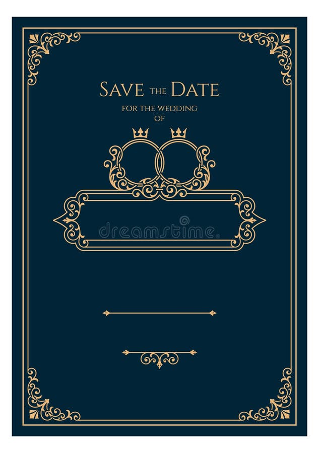 Classic Wedding Invitation Template in Vintage Filigree Style Stock ...