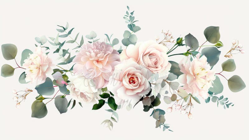 Classic Wedding Sage, White Blush and Beige Flowers Stock Photo - Image ...