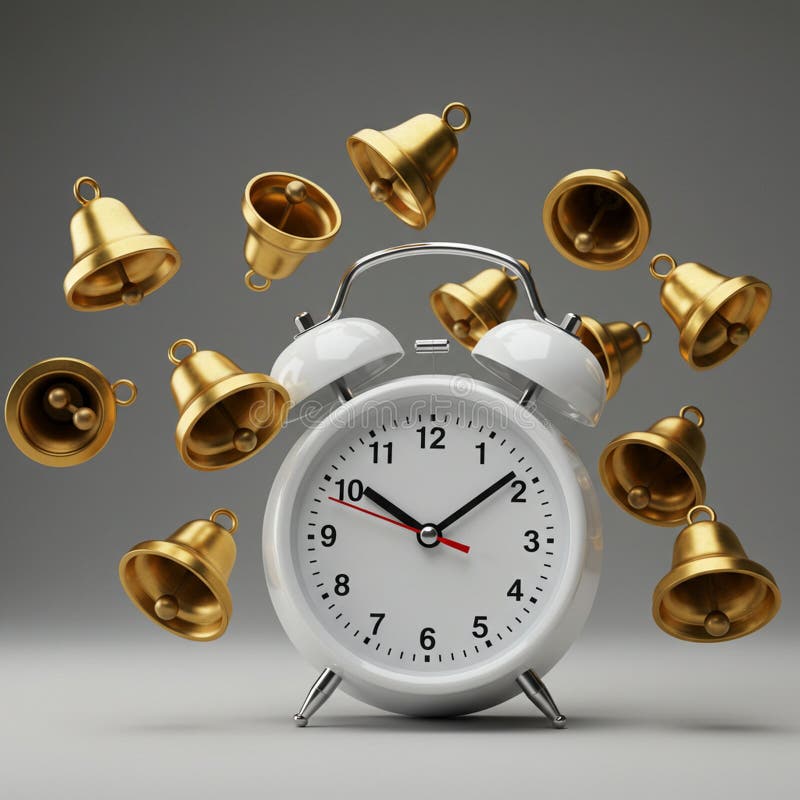 A Classic White Alarm Clock with a Black and White Dial and Red Second ...