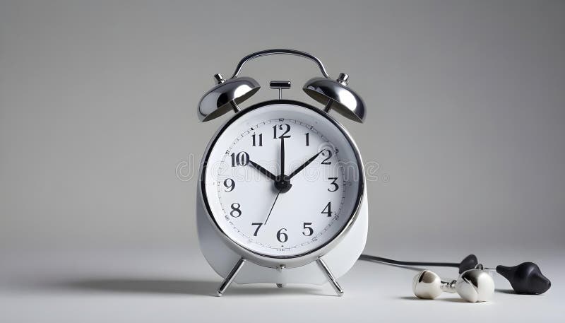 A Classic Silver and White Alarm Clock on a Clean Surface, Capturing ...