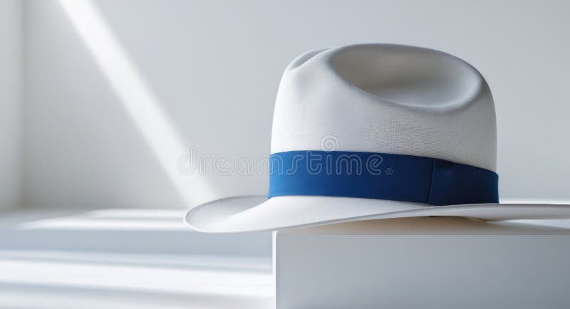 Classic White and Blue Hat for Uniforms or Costumes Stock Image - Image ...