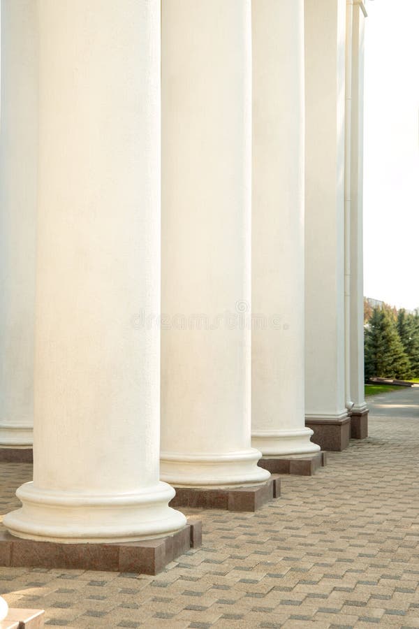 Classic White Cylindrical Columns Stock Image - Image of texture ...