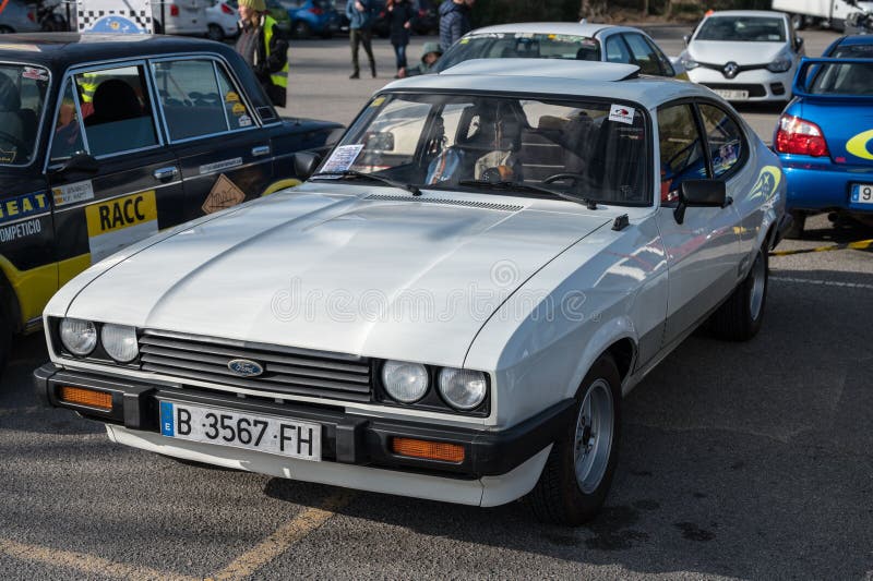 Classic White Ford Capri Parked Spain Stock Photos - Free & Royalty ...