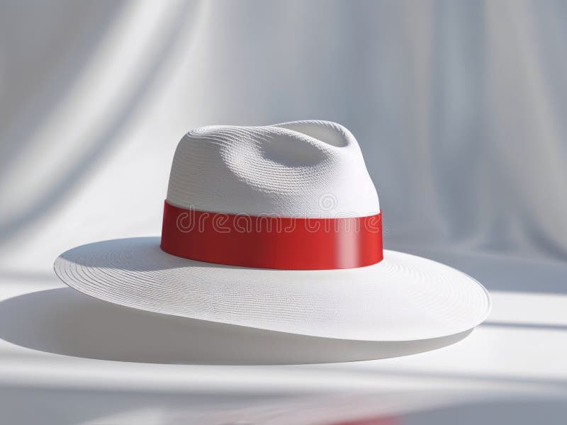 Classic White Hat with Red Band for Costume Use Stock Image - Image of ...