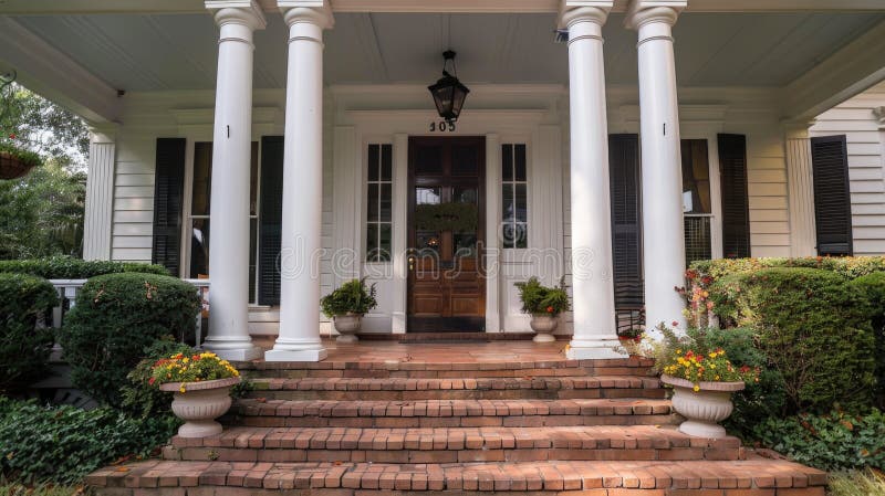A Classic White House with Columns and a Front Door, Suitable for ...