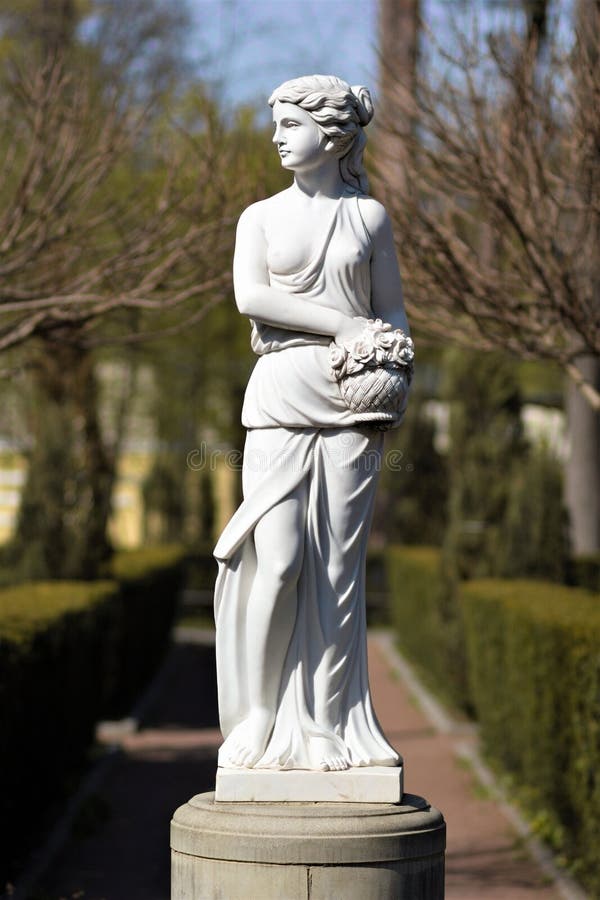 Classic White Marble Statue of a Young Lady Goddess Demeter Stock Image ...