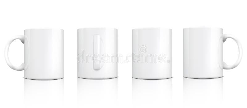 Classic White Mug Mockup Set from Different Angles Stock Vector ...
