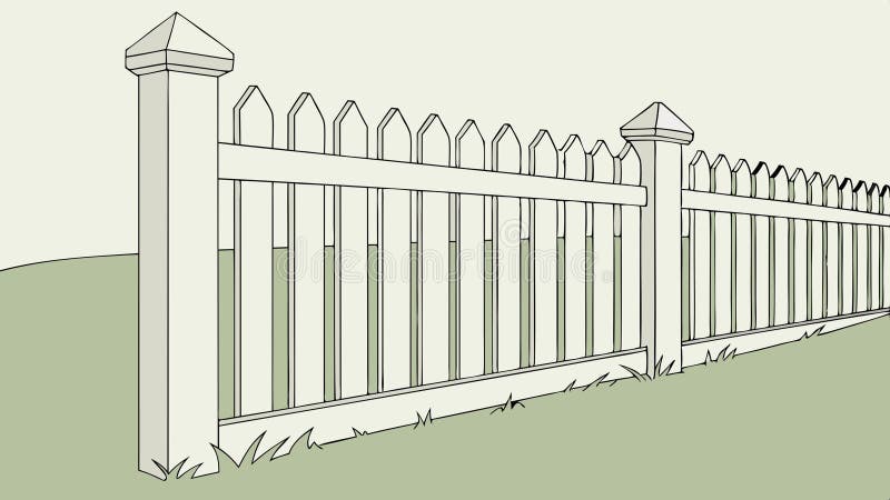 Classic White Picket Fence with Gate Element Property Border Vector ...