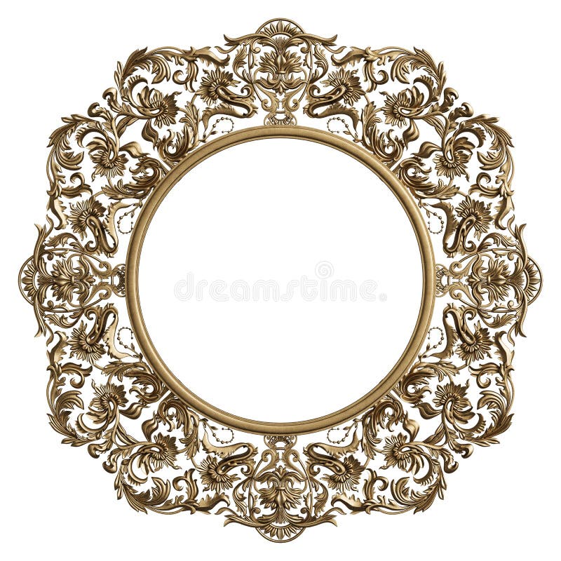 Classic White Round Frame with Ornament Decor Isolated on Dark G Stock ...