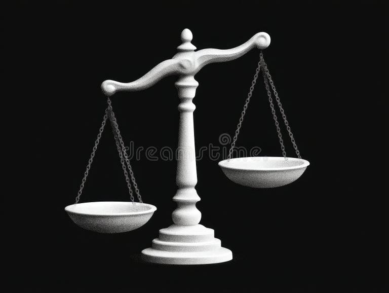 Classic White Scale with Two Empty Trays on a Black Background ...