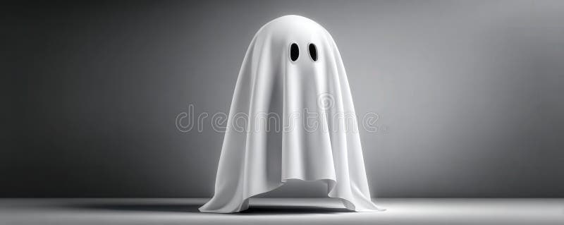 Classic White Sheet Ghost on Grey Background Stock Illustration ...