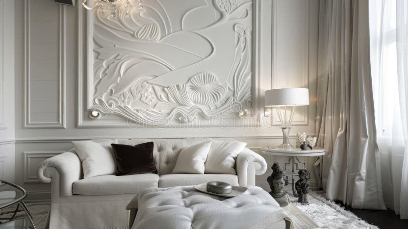 Classic White Sofa in Luxurious Baroque Style Interior Stock ...