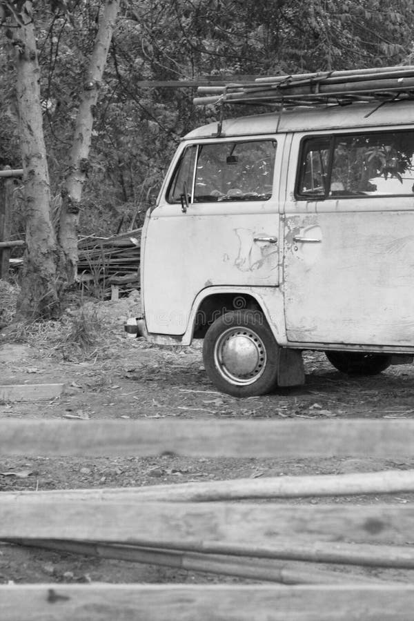 Classic White Van - Old White Van Stock Image - Image of tropical, grey ...