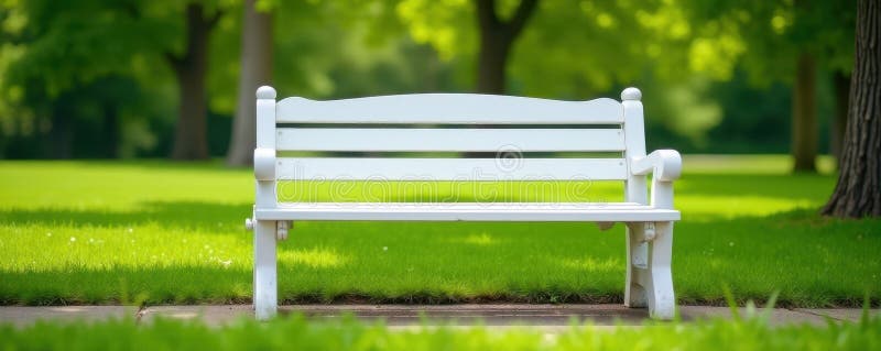 Classic White Wooden Park Bench, Simple Design , Seating, Spring ...