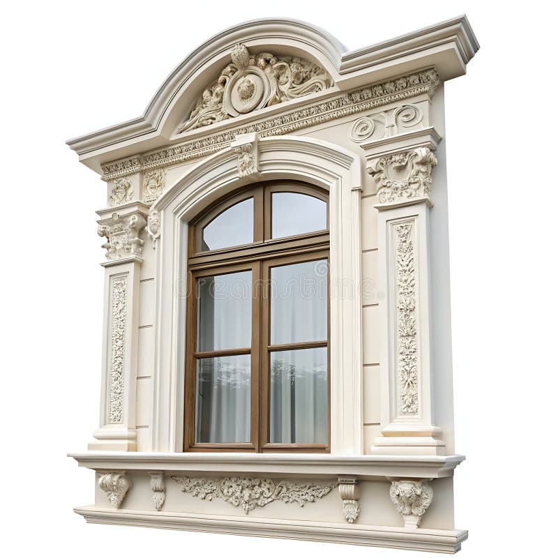 Classic Window Architecture Element Isolated on White Background Stock ...