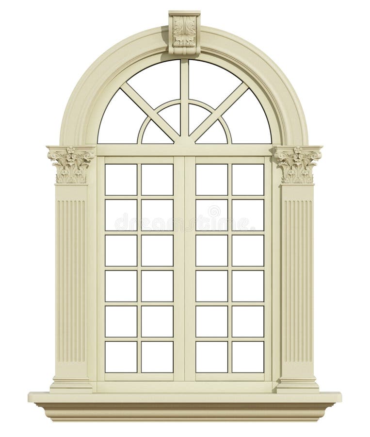 Classic Window Isolated on White Stock Illustration - Illustration of ...