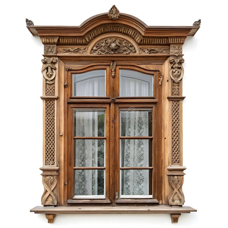 Classic Window Isolated on White Background Stock Photo - Image of room ...