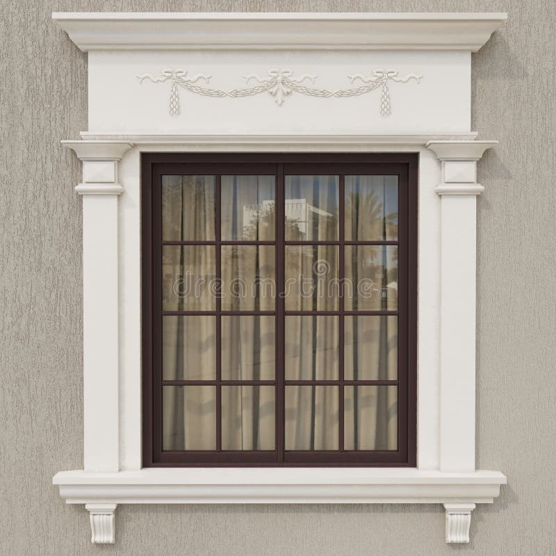 Classic Windows with Stucco Molding Stock Illustration - Illustration ...