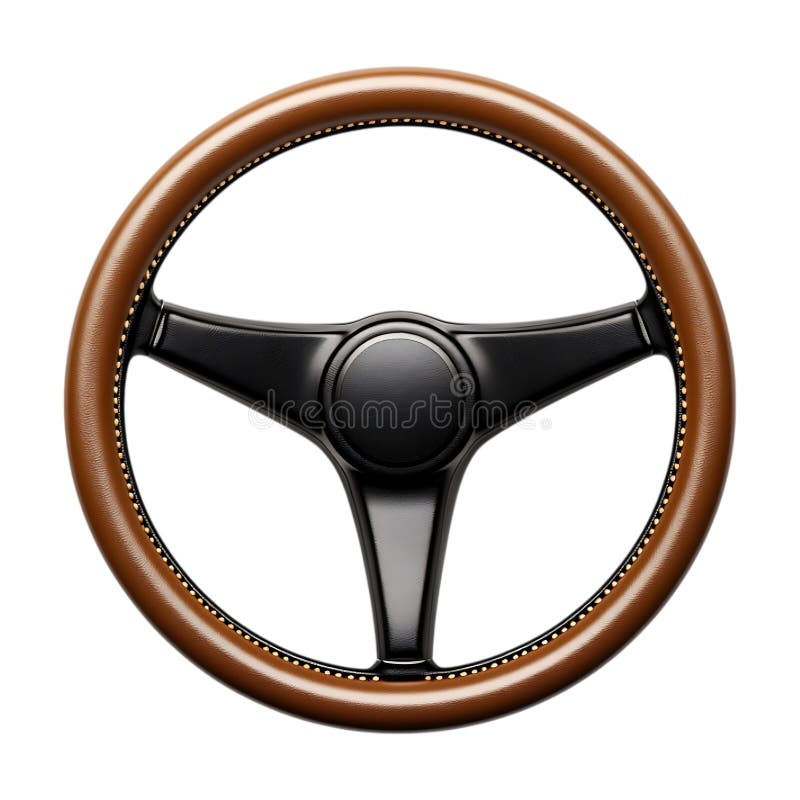 Classic Wood Black Steering Wheel on Transparent Background Stock ...