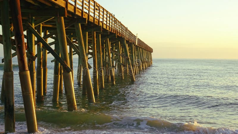 Classic Wood Pier in the Sea Stock Image - Image of seascape, ocean ...
